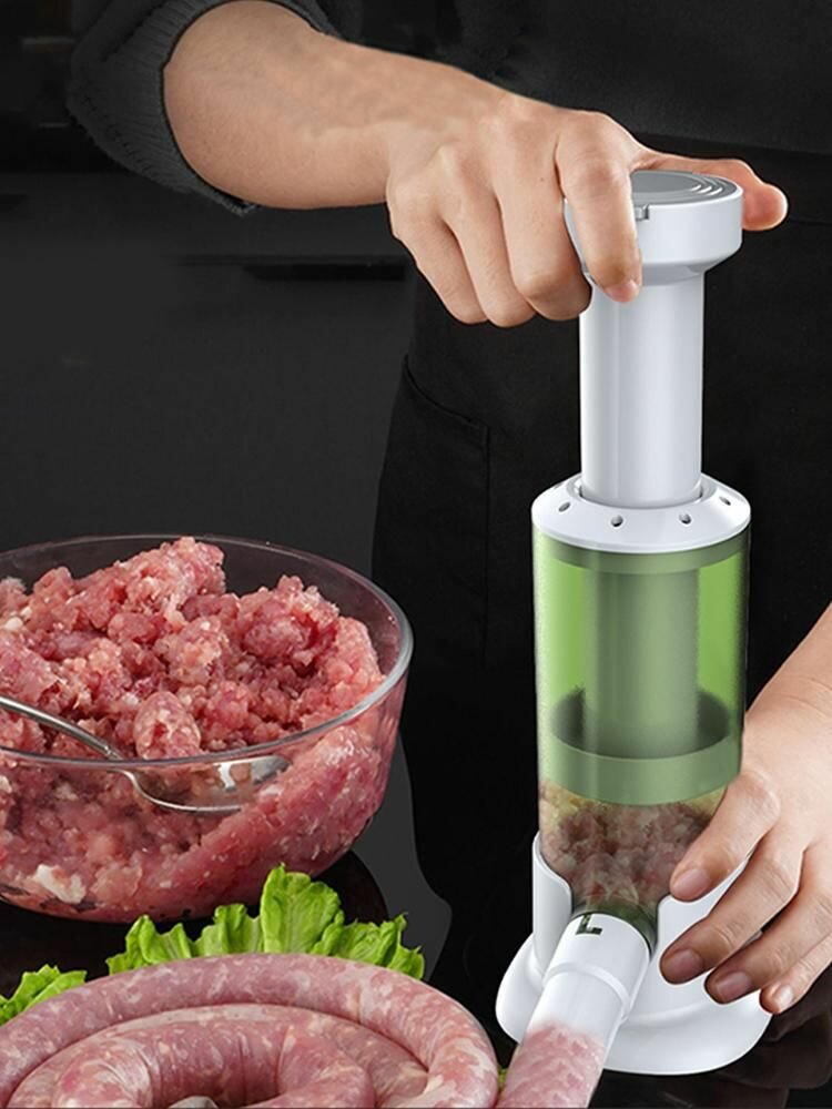 Ручная колбасная шприцовка с 4 сменными трубками для набивки сосисок и сарделек, легкая и удобная в использовании, безопасная и многофункциональная