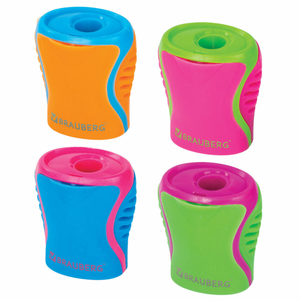 Точилка BRAUBERG "Mix", с контейнером, пластиковая, корпус ассорти, 228448, 36 штук, 228448