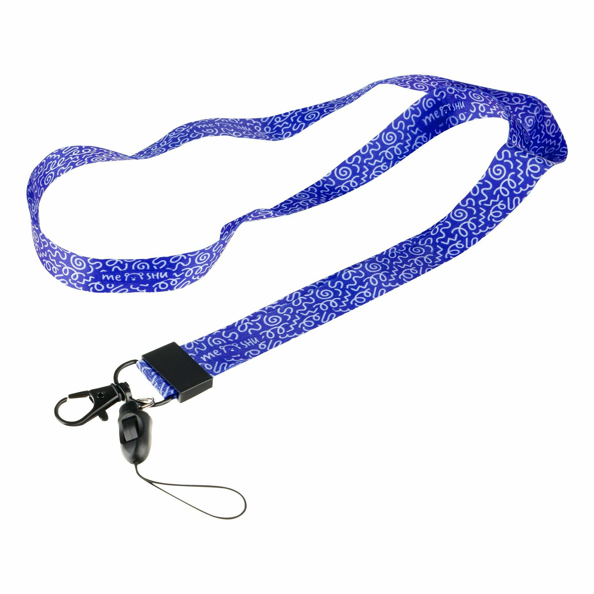 24 шт. Лента для бейджей MESHU "Doodles", 45см, петелька, карабин, опп пакет с европодвесом