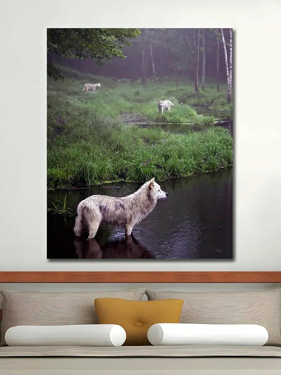 Картина "Белые волки", для интерьера 30х40см 1шт.