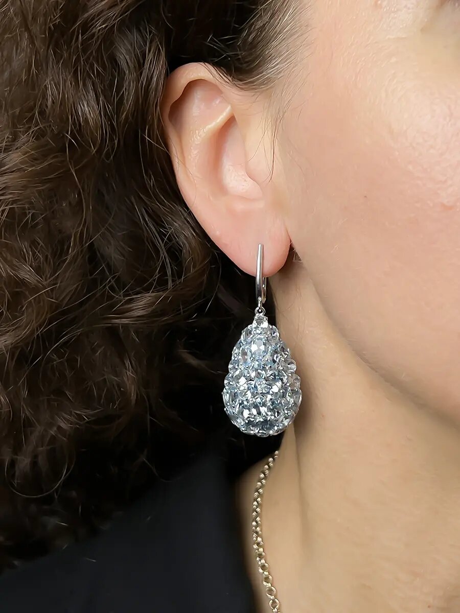 Серьги с подвесками, серебро, 925 проба, родирование, шпинель