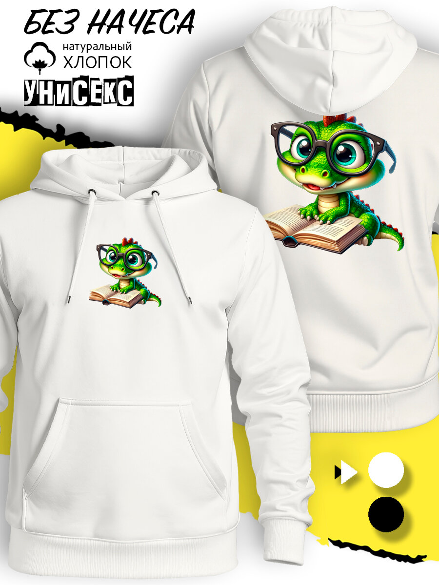 Худи Толстовка свитшот дракон с книгой