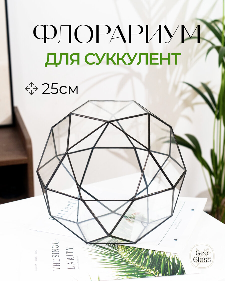 Ваза для флорариумов GeoGlass "Шар", для суккулентов, 23 см, прозрачная, бесцветная