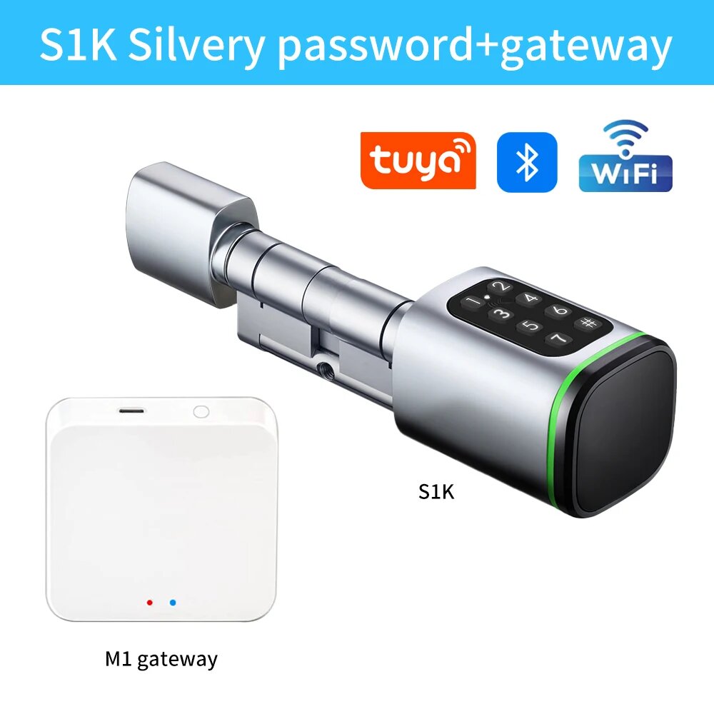 Умный цилиндр S1K Silvery с Tuya, BLE, M1 gateway