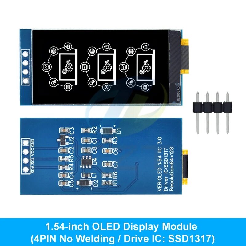 DIYTZT 1,3-дюймовый OLED-дисплей 1.54 OLED 4PIN