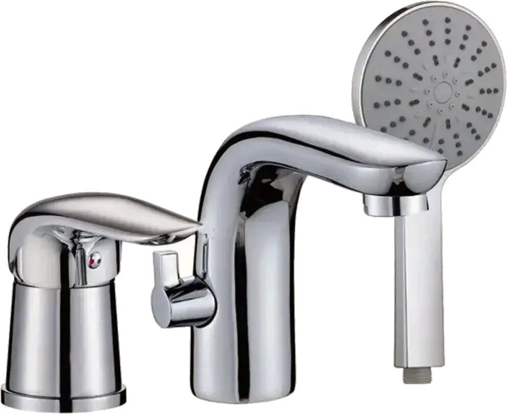 Смеситель на борт ванны Orange Otto М22-333cr С внутренней частью, встраиваемый, с душевой лейкой, хром, глянцевый, латунный, смеситель для ванны с душем, рычажный