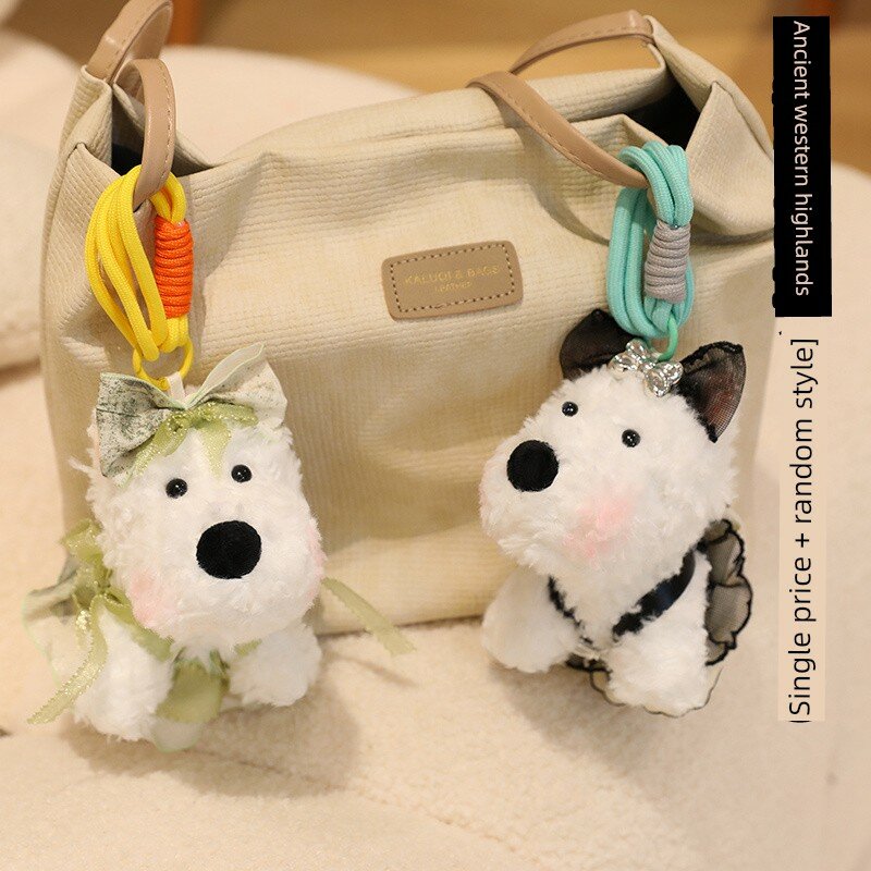 Милый плюшевый кулон-игрушка в виде щенка вестхайленд-териера для девочек, маленькая мягкая игрушка-собачка Подвеска