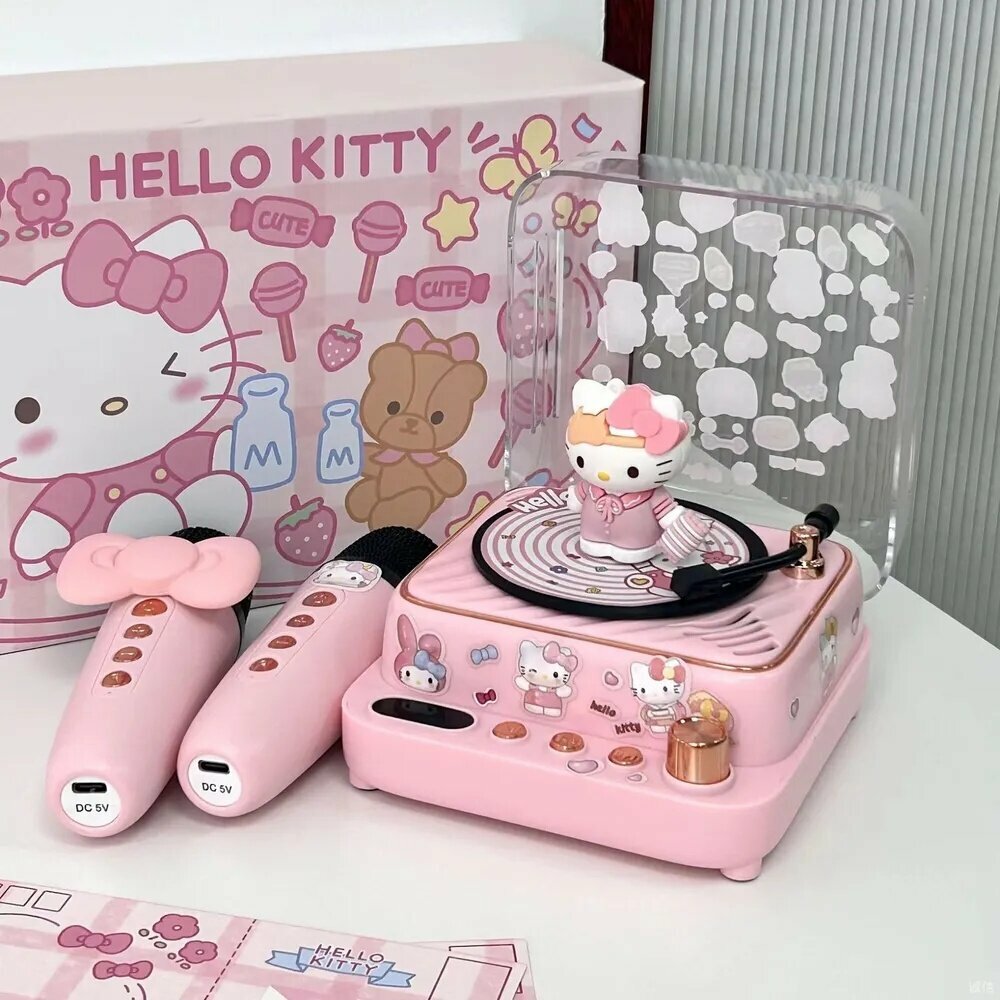 Колонка с микрофоном караоке Hello Kitty/CD блютуз колонка/Упаковка подарочной коробки