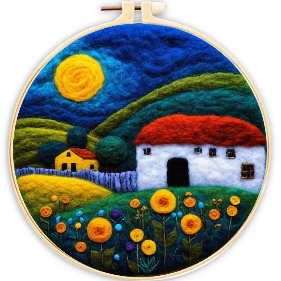 GATYZTORY цветок пейзаж фетр картина забавная шерстяная игла комплект фетра рукоделие шерстяная игла для рисования для взрослых начинающих DIY подарок
