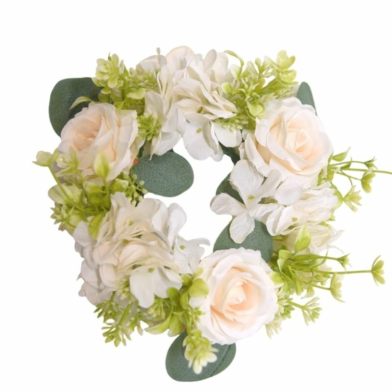 Имитация Гортензии, Гирлянда Из Роз В Подсвечнике-Молочно-Белый