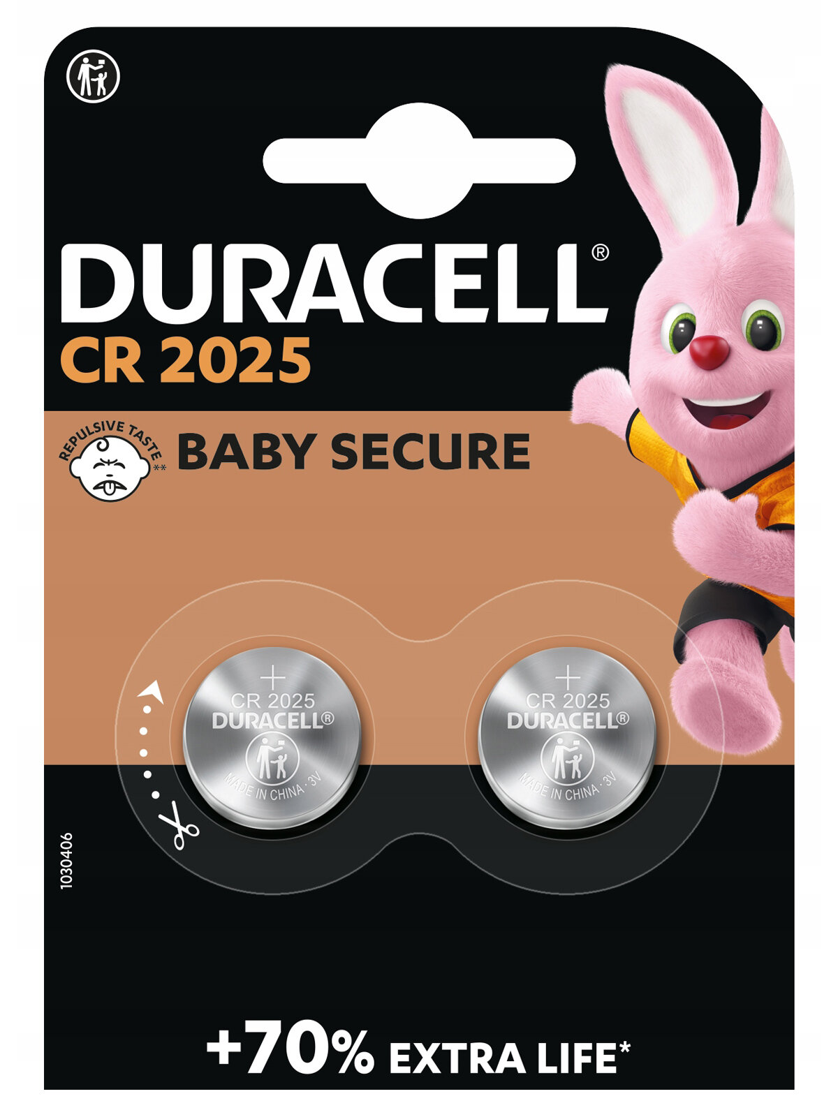 Батарейки DURACELL CR2025, литиевые, 3V, 155 mAh, блистер, 2 шт