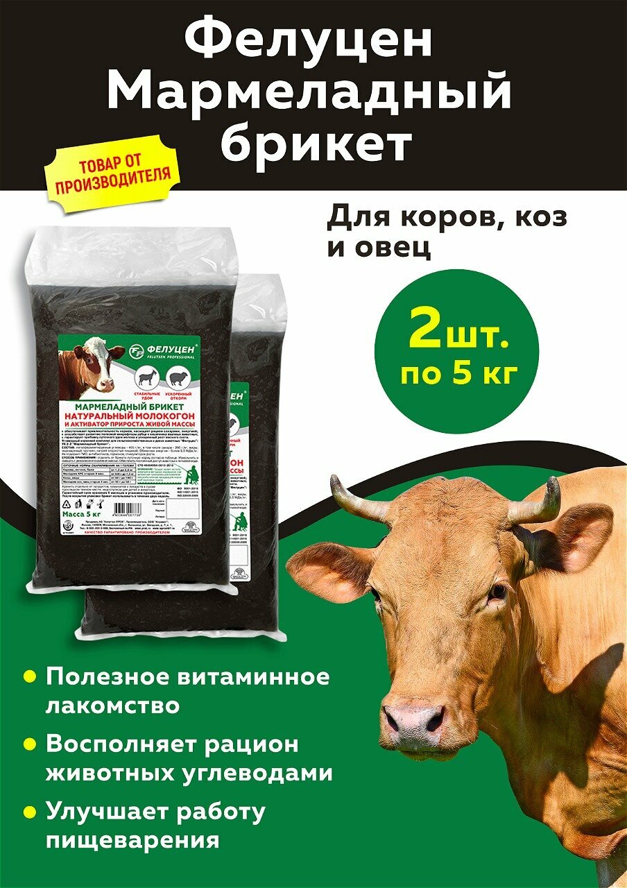 Комплект Фелуцен Мармеладный брикет для коров, коз и овец 2 штуки по 5кг