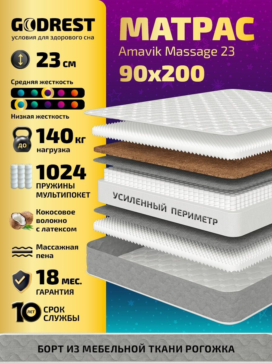 Матрас GODREST Amavik Massage 23 90x200