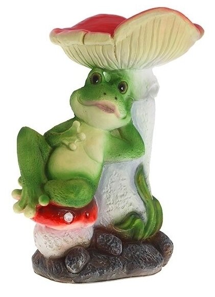 Фигура садовая Лягуха отдыхает под мухомором, 28*27*44 см KSMR-123489/F376
