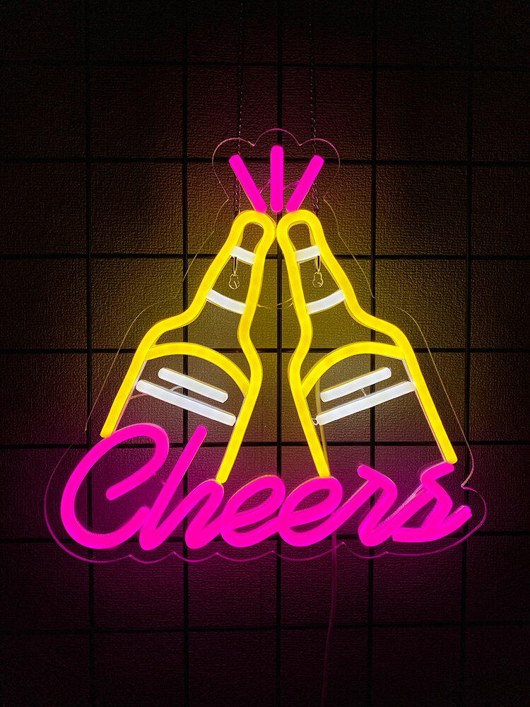 Неоновая настенная декорация Cheers, светодиодная вывеска, подходит для бизнес-клубов, вечеринок, баров и магазинов.