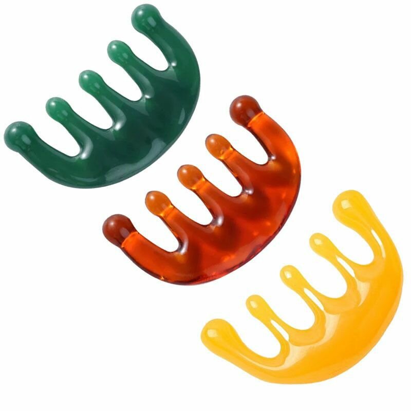 Массажная расческа из рога быка, Five Finger Massager, Гребень для массажа головы, Янтарный цвет