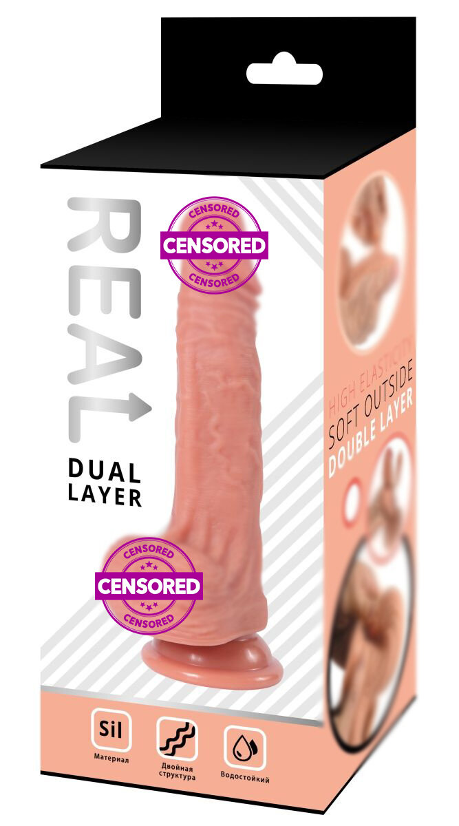 Реалистичный фаллоимитатор REAL Dual Layer, dual silicone, 15х3,8 см.