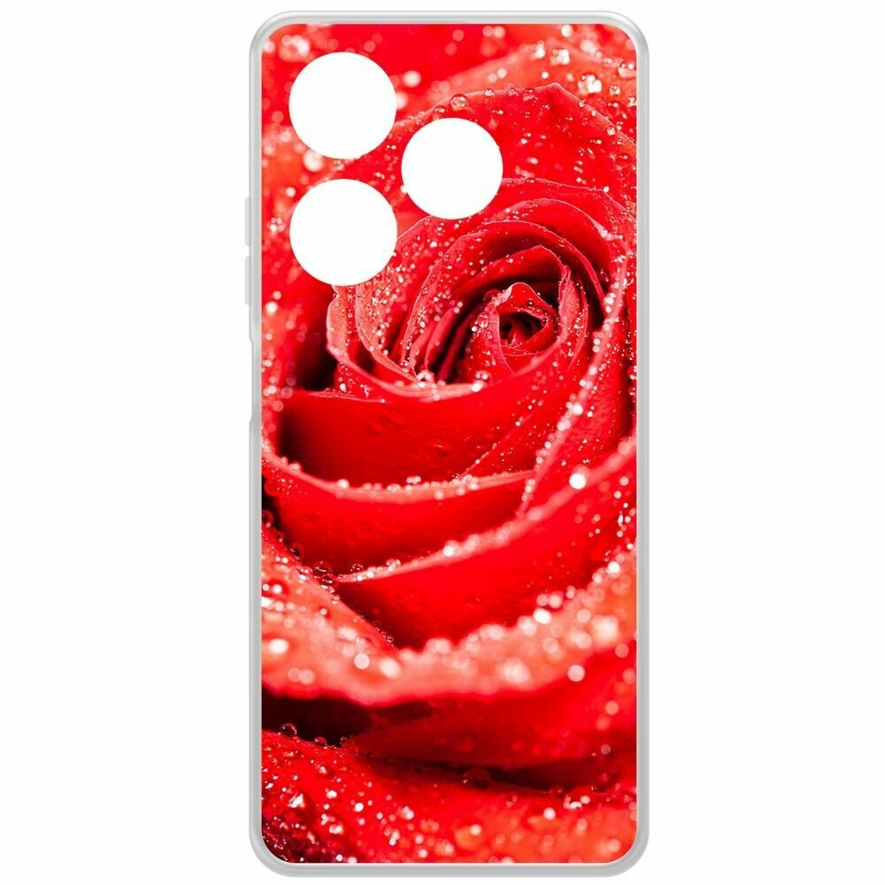 Чехол-накладка Krutoff Clear Case Роза для INFINIX Smart 8, с рисунком, термопластичный полиуретан (TPU)