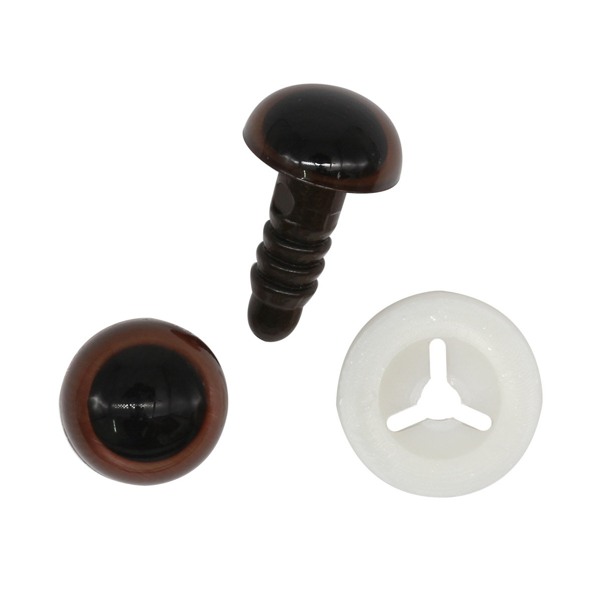 Глазки пластиковые с фиксатором 10мм, 24шт/упак (коричневый)