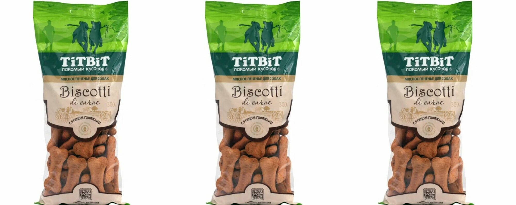 Titbit Лакомство для собак, Biscotti Печенье с рубцом говяжьим, 350 г, 3 шт