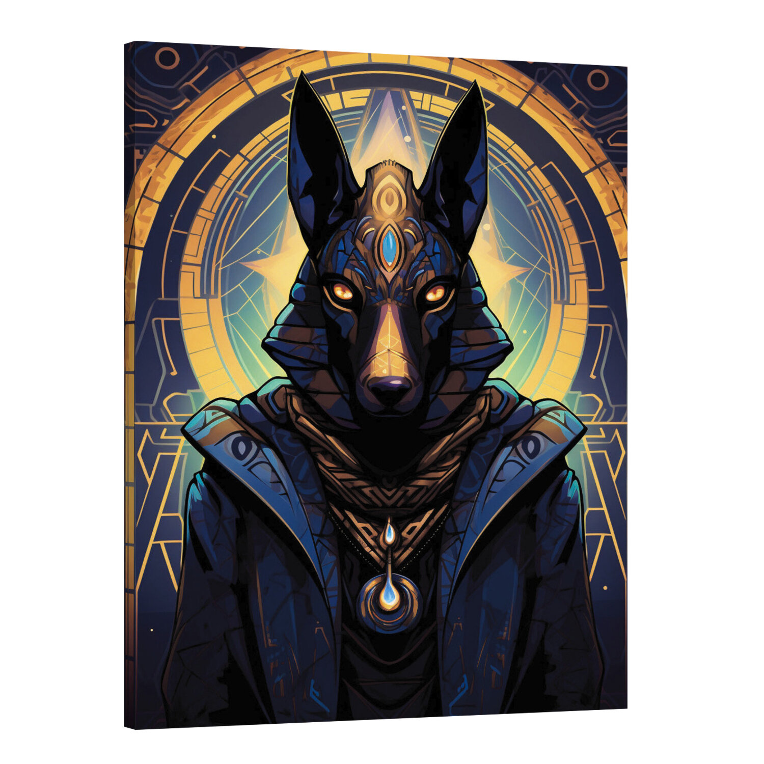 Интерьерная картина 50х70 "Анубис: покровитель загадок и тайн древности"