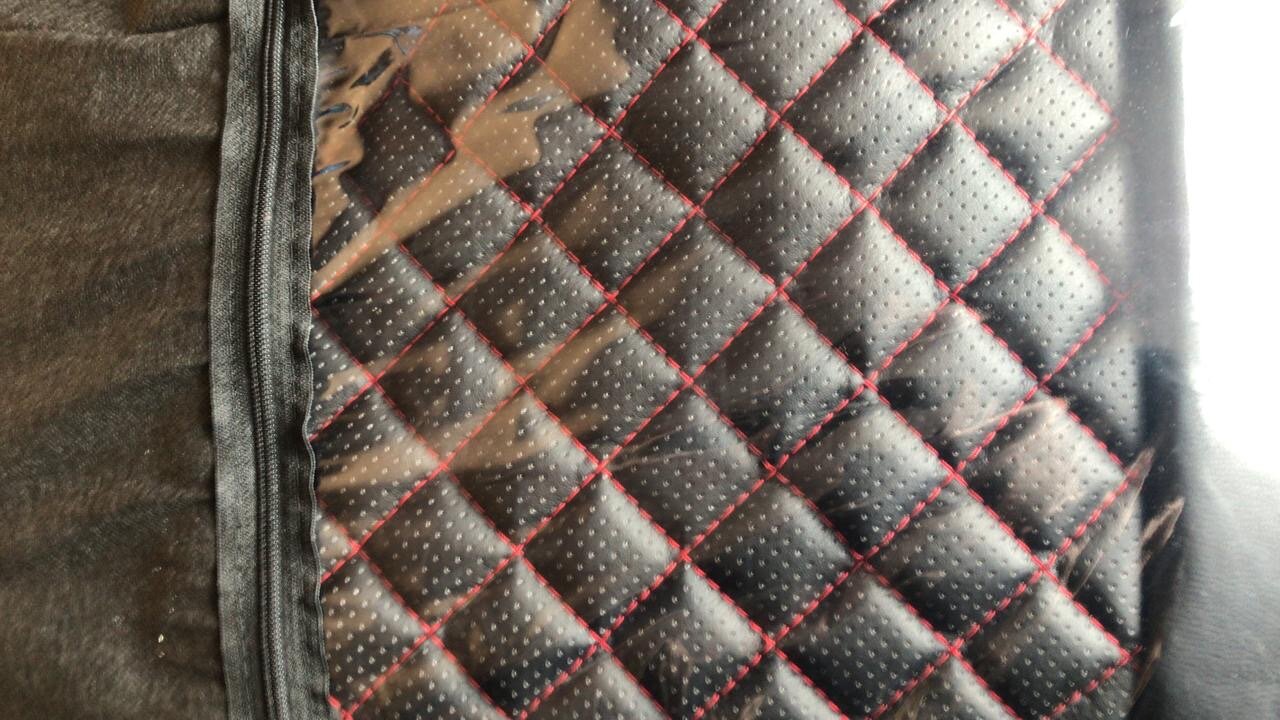 Чехлы ВАЗ 2190 Lada Granta 18- экокожа Сенат стеганые сплошные черные красная строчка Ростов