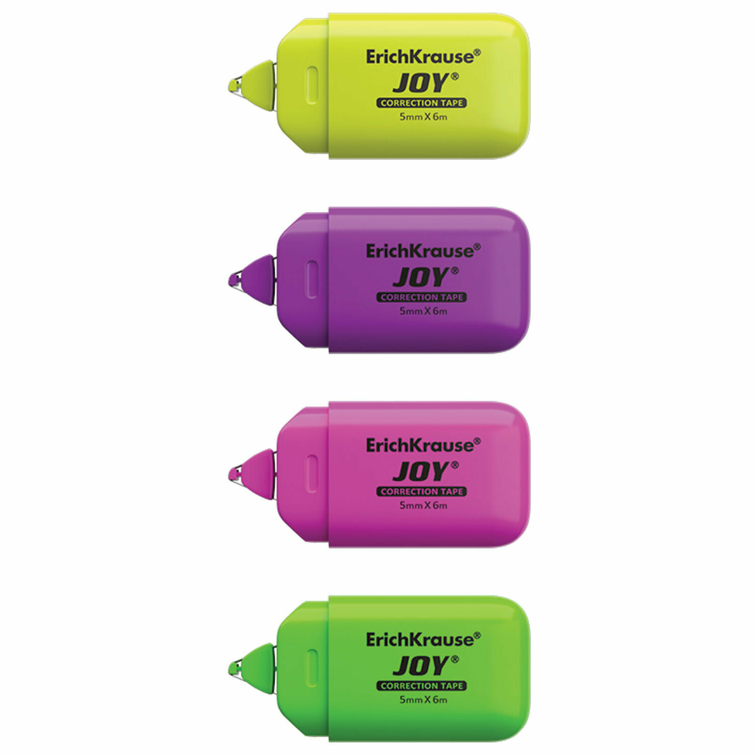 Упаковка 24 шт. Корректирующая лента ERICH KRAUSE "JOY" 5 мм х 6 м, корпус ассорти, блистер, европодвес, 53197