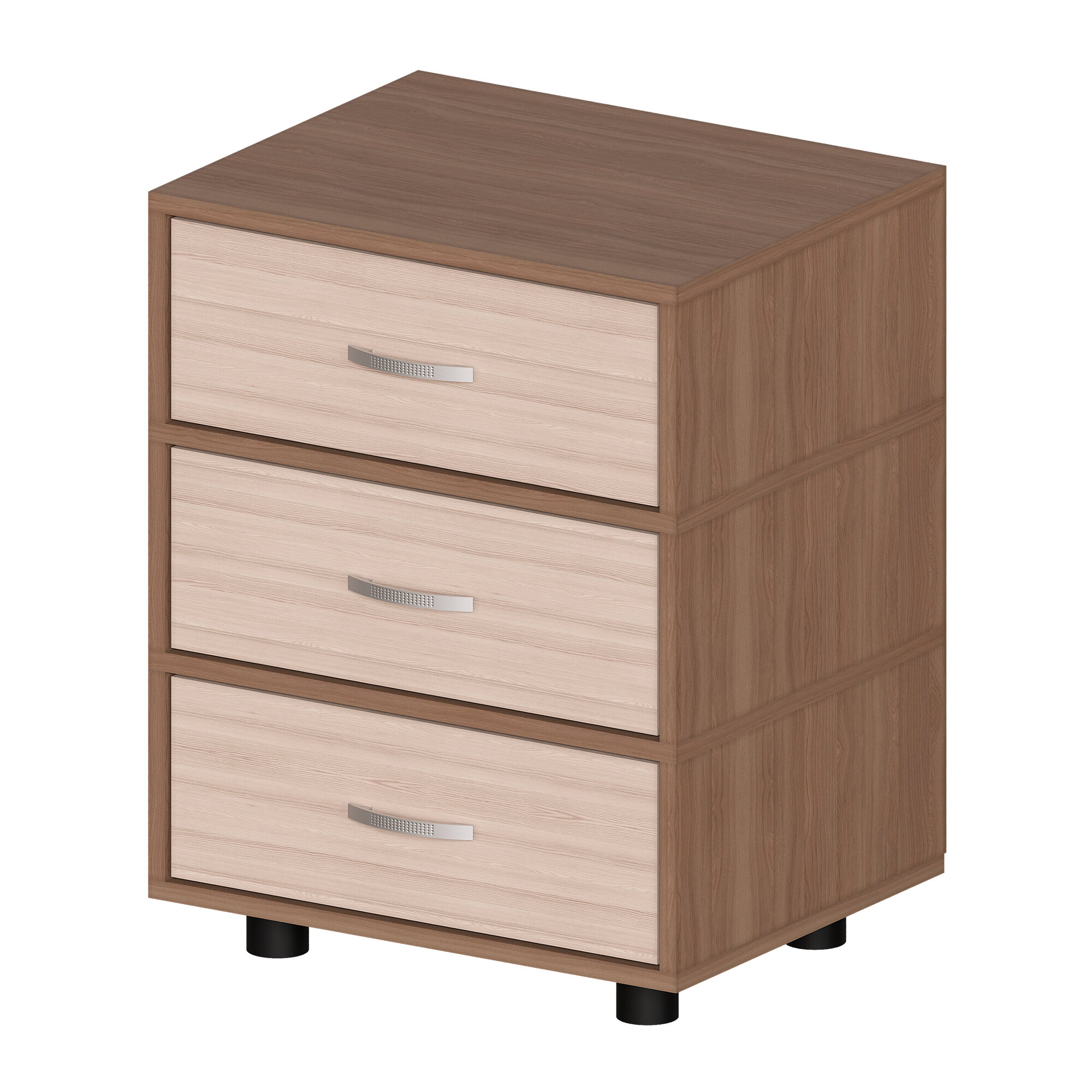 Комод СитиМебель-3 Ширина 50 см, Глубина 30 см, Высота 64 см, цвет: каркас Ясень шимо темный, фасад Ясень шимо светлый