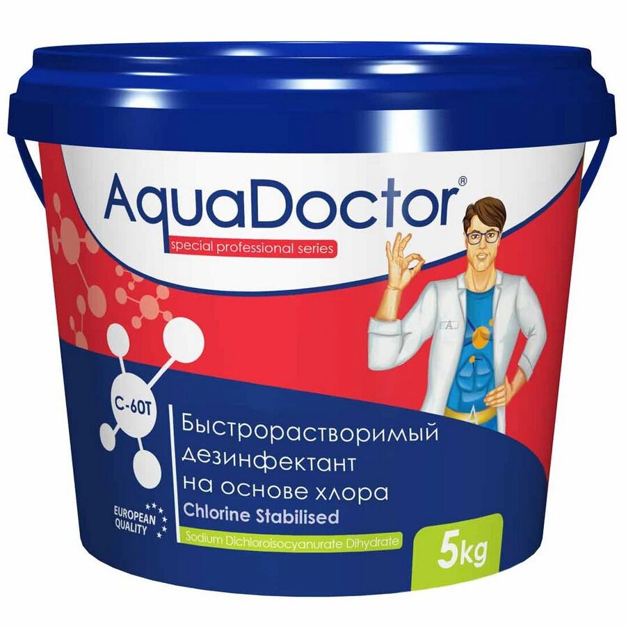 Быстрорастворимый препарат на основе 60% активного хлора AquaDoctor С60-Т, таблетки 20 гр, 5 кг, цена - за 1 шт