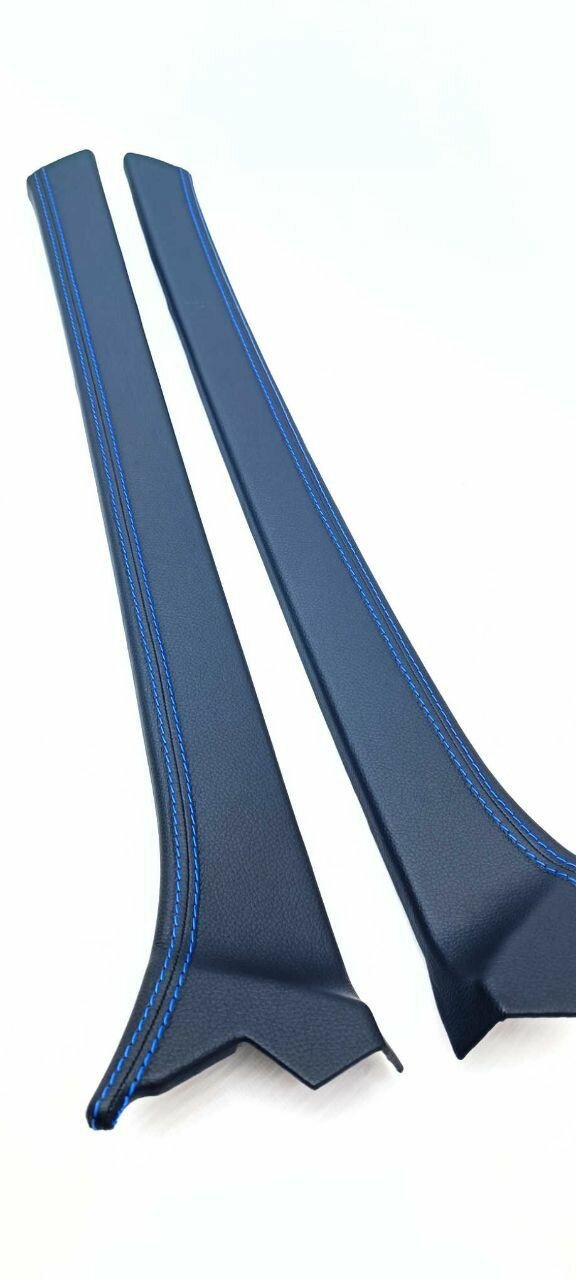 Облицовки стоек лобового стекла в коже (синяя нить) для ВАЗ 2108, 2109, 21099, 2113, 2114, 2115