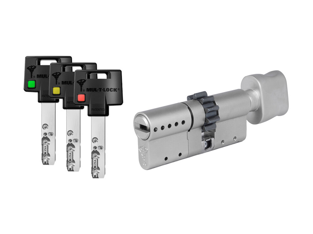 Цилиндр Mul-t-Lock MTL600 Светофор ключ-вертушка 81мм (размер 48х33В мм) - Никель, Шестеренка