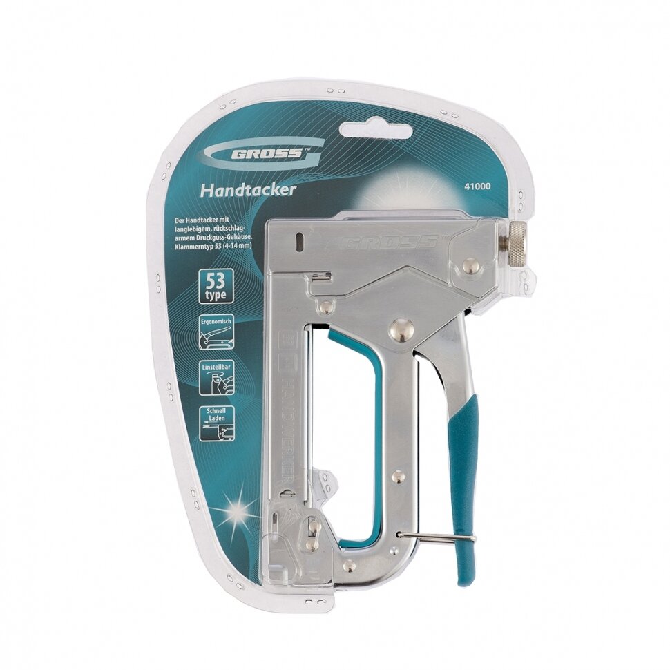 Скобозабивной пистолет Гвоздезабивной пистолет Gross Handwerker 41000 регулируемый серебристый
