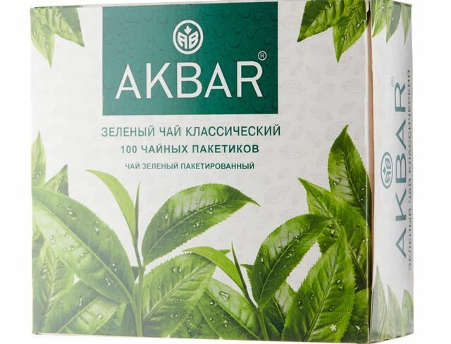 Akbar Чай зелёный 100 пак, 3 упаковки