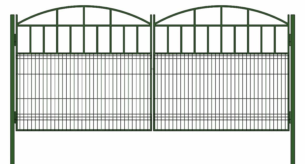 Ворота садовые 3D - Каркас с сеткой 3,5 х 1,6 метра. Зеленые. Столбы 2 м.