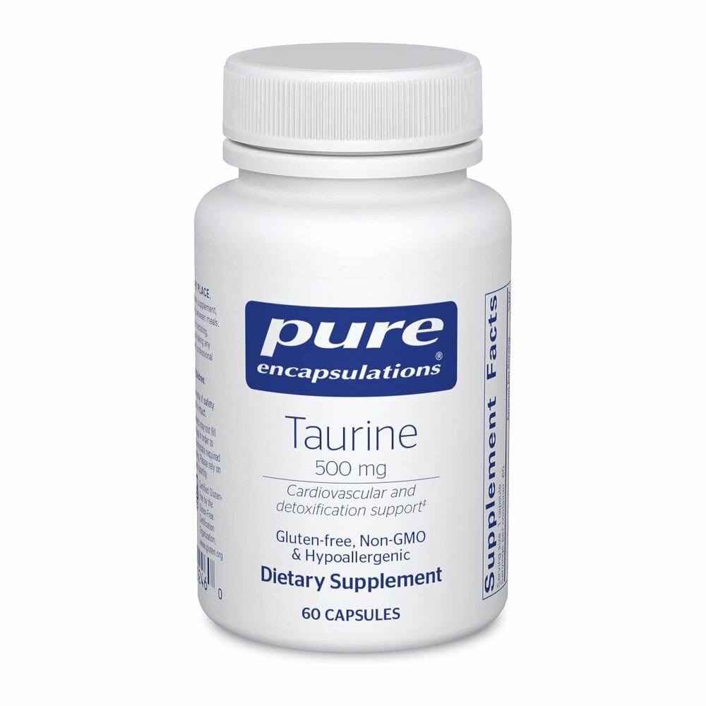 Pure Encapsulations, Taurine, Таурин, 500 мг, 60 капсул