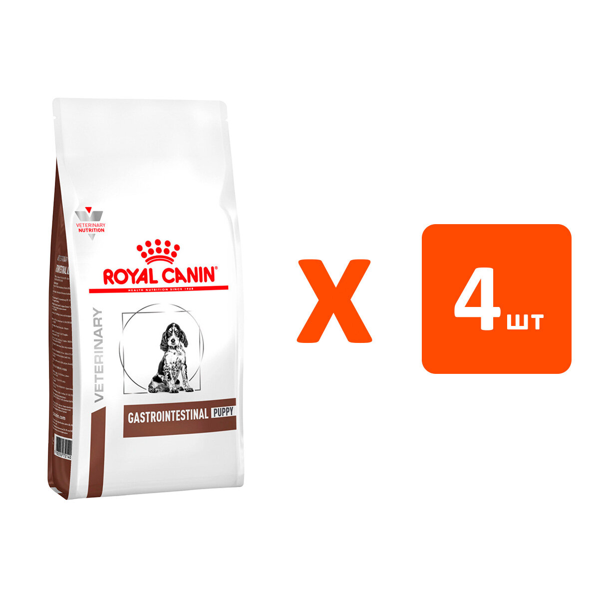 Корм сухой Royal Canin Gastrointestinal Puppy для щенков при заболеваниях желудочно-кишечного тракта, 1 кг х 4 шт