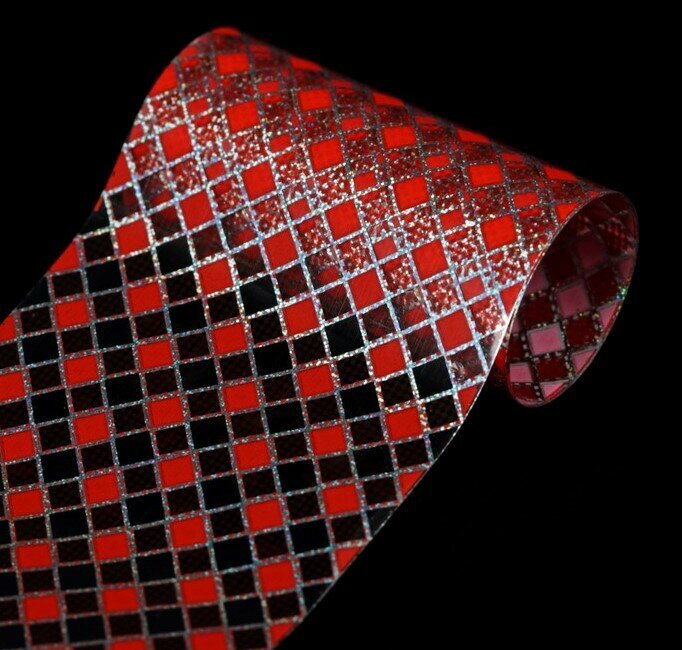 Переводная фольга для декора «Квадратики», 4 × 50 см, цвет красный