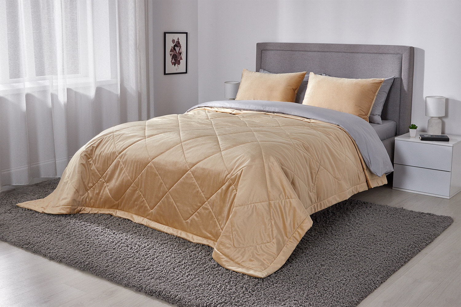 Комплект постельного белья DELUNA Vioretto, бархат, 220 х 240 см, цвет песочный