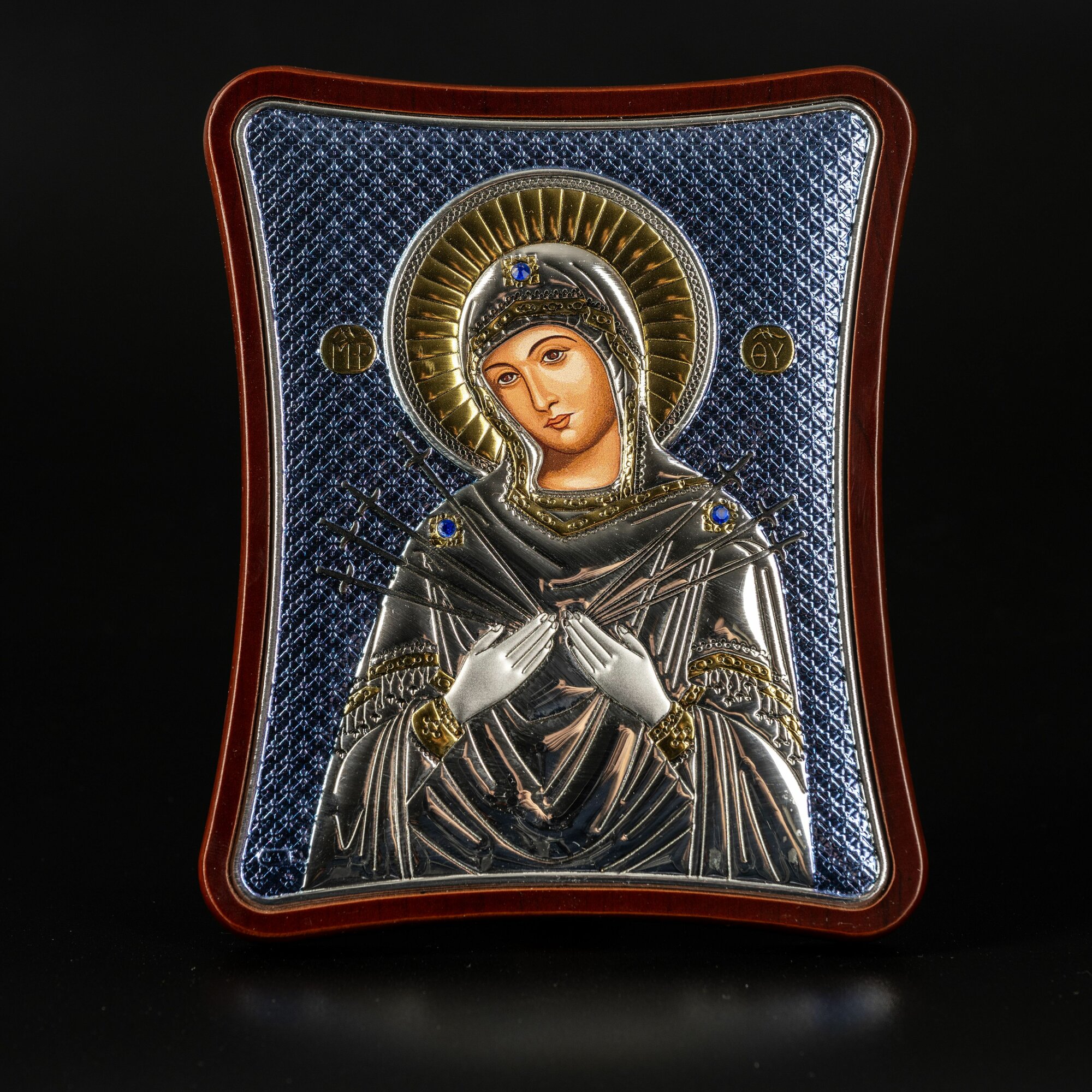 Серебряная икона Silver Axion "Семистрельная", 15x13см, в подарочной упаковке