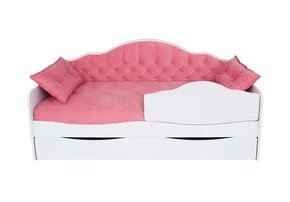 DarDav детская кровать "Иллюзия лайт" 170*80 с выдвижным ящиком дополнительным спальным местом и бортиком, цвет розовый