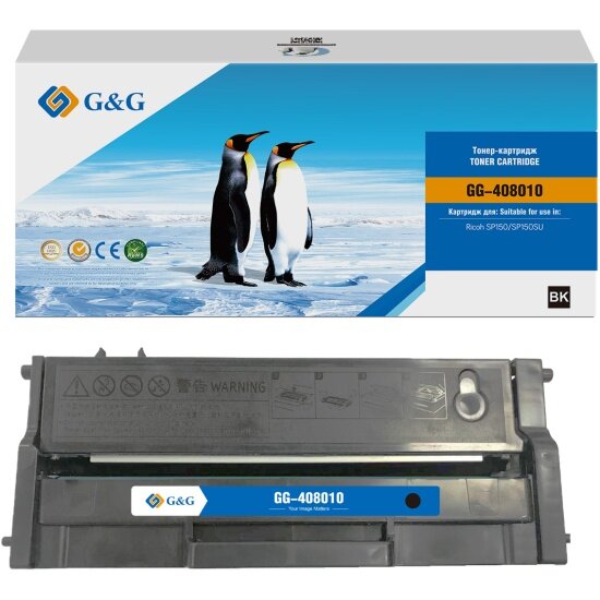 G&g Лазерный Тонер-картридж для Ricoh 408010 SP150/SP150SU 408010 Черный 1500 страниц