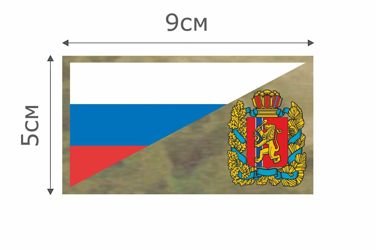 Ф024МОХ Нашивка , патч (шеврон) МОХ Флаг РФ Красноярский край 5*9 см