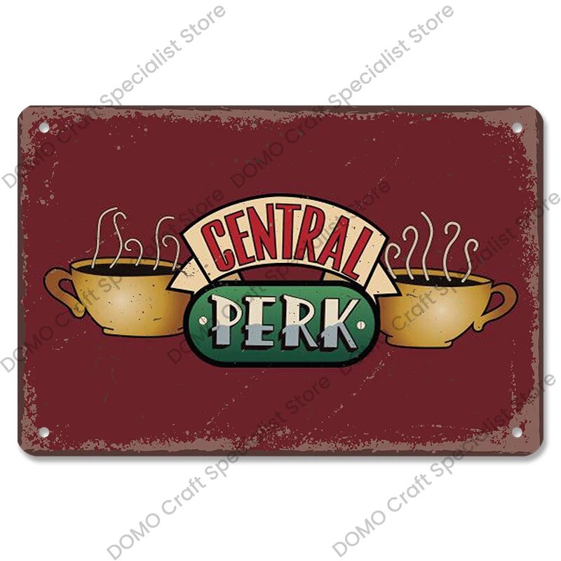 Винтажная табличка "Друзья" Central Perk, бордовый, 05