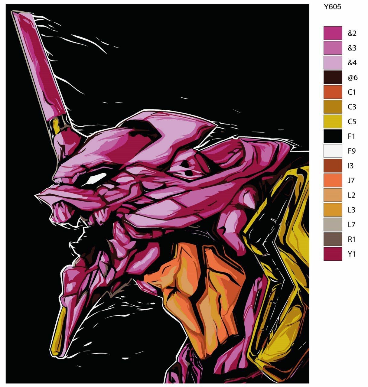 Картина по номерам Y-605 "Аниме Евангелион. Робот Синдзи Икари" 40х50