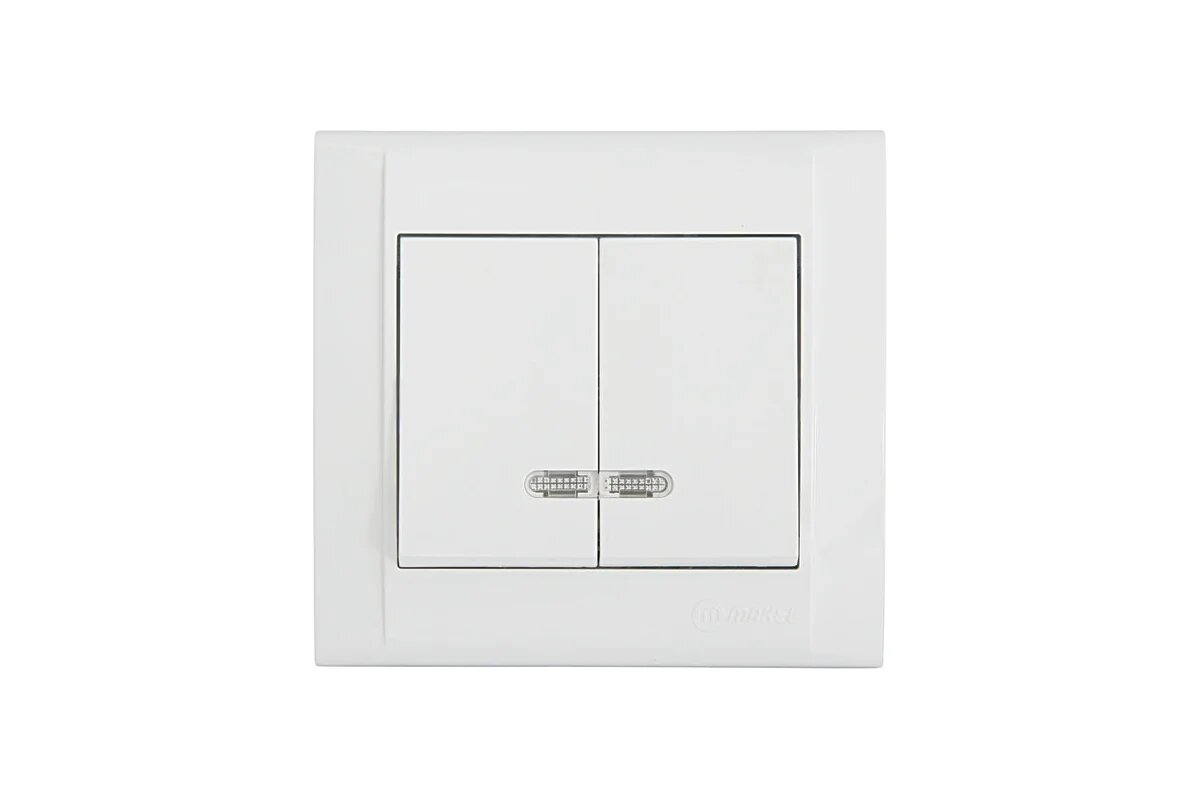 MAKEL 2-клавишный СП Defne выключатель с подсветкой IP20 белый 10А 42001023 (серия)