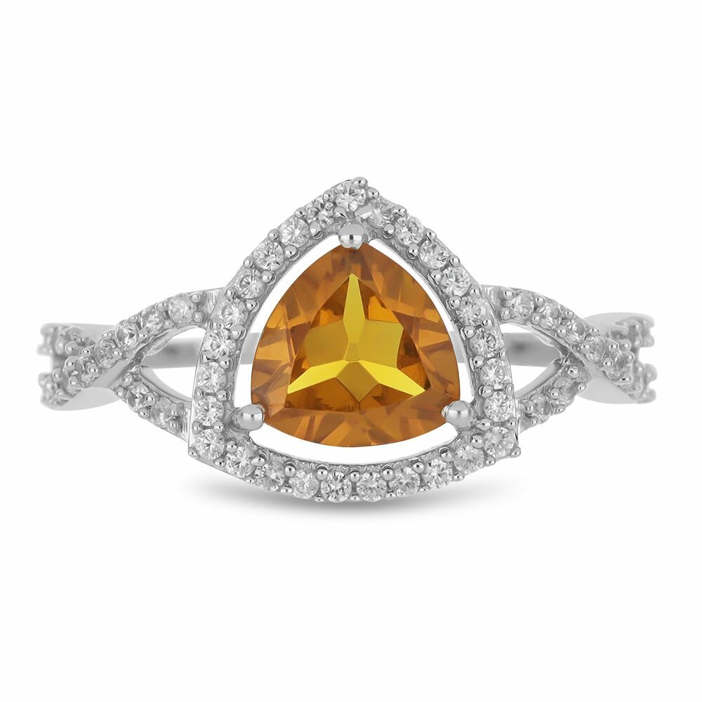 Кольцо, серебро, 925 проба, родирование, циркон, султанит синтетический