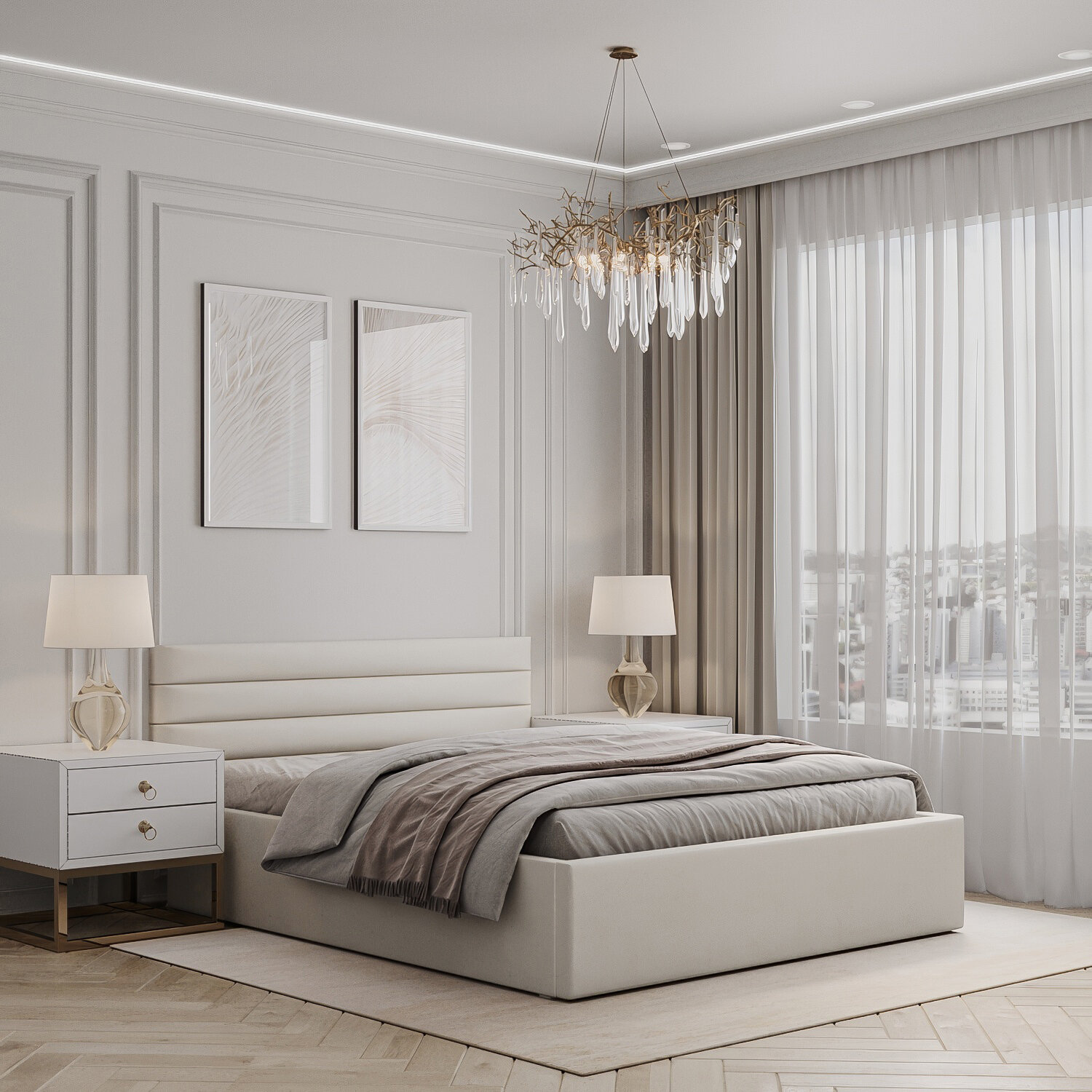 Кровать 180х200 двуспальная с подъемным механизмом и ящиком для белья