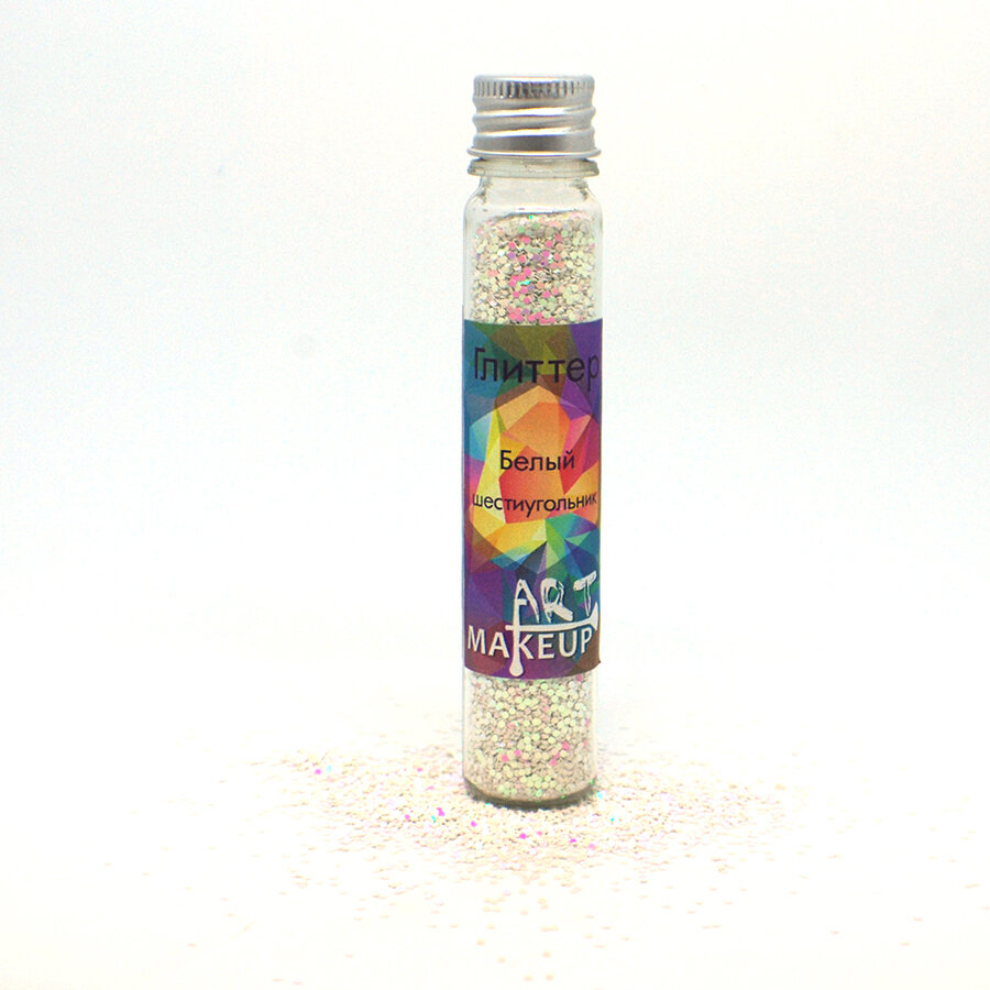 Глиттер блестки для лица и тела Artmakeup, коллекция "Формы", Белый шестиугольник