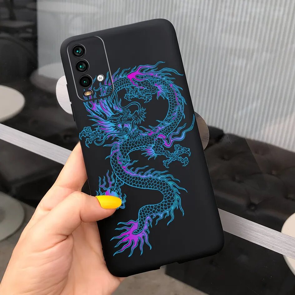 Чехол для Xiaomi Redmi 9T с изображением дракона, черный