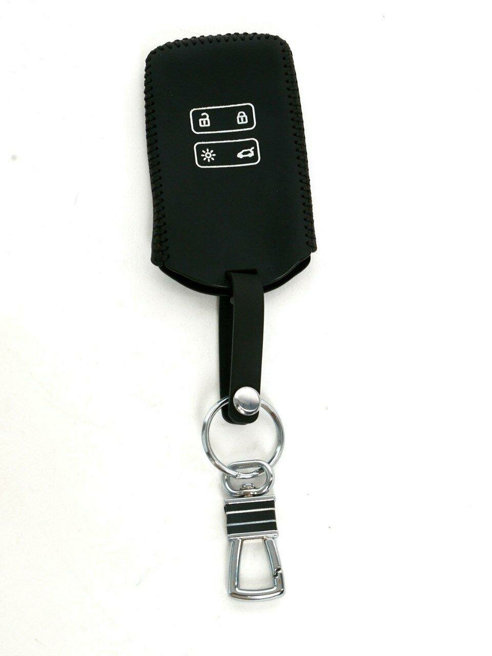 Чехол BGT для автомобильного ключа Renault Arkana (Рено Аркана), кожа, влагозащитный, ударопрочный, черный